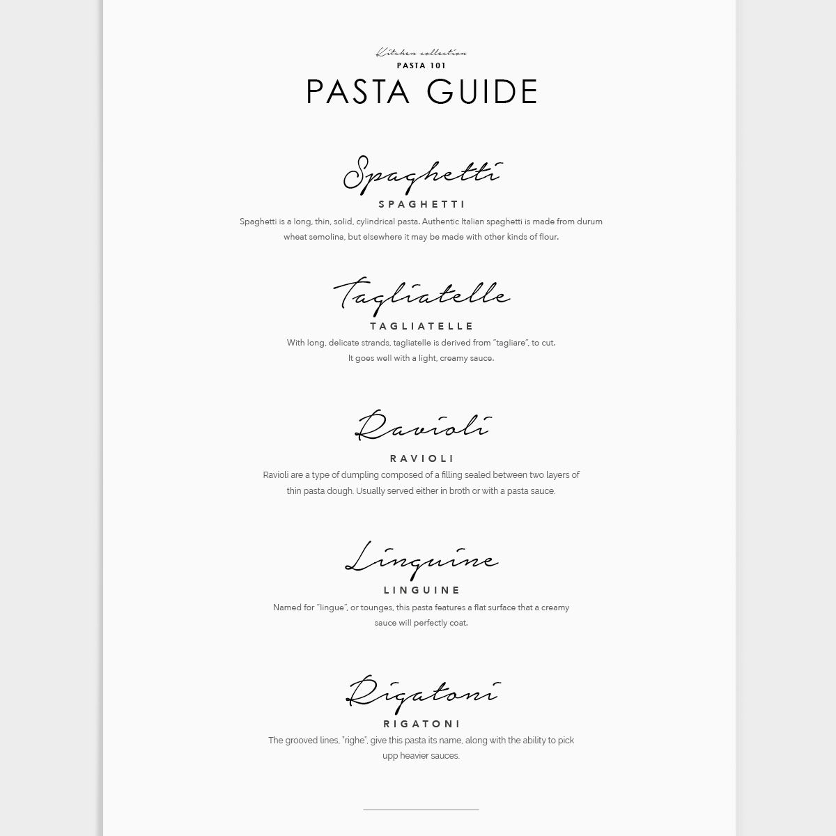 Pasta guide poster — Paper Town AB